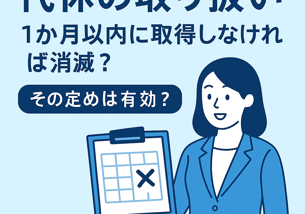【代休の取り扱い】1か月以内に取得しなければ消滅？その定めは有効？｜ひらおか社会保険労務士事務所